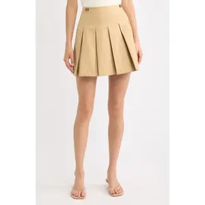 PETAL & PUP Pleated Flared Mini Skirt - Taupe