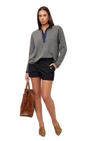 Fifteen Twenty Tailored Shorts With Goldtone Buttons
