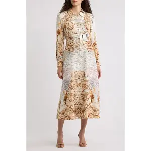 Elie Tahari Seraphine Belted Maxi Shirtdress - Dream Map