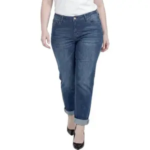 STANDARDS & PRACTICES Cuffed High Waist Straight Leg Jeans - Blast Blue