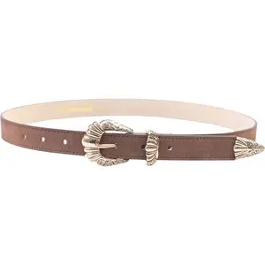 PETIT MOMENTS Margaux Faux Leather Belt With Engraved Buckle - Brown