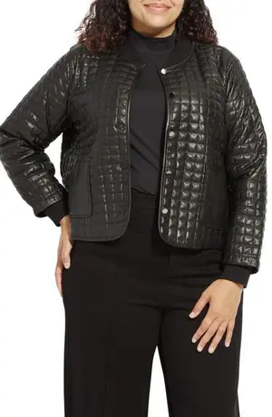 Lyssé Agnes Quilted Faux Leather Crop Jacket - Black