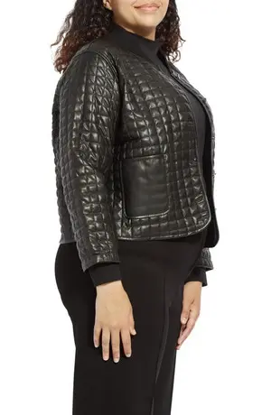 Lyssé Agnes Quilted Faux Leather Crop Jacket