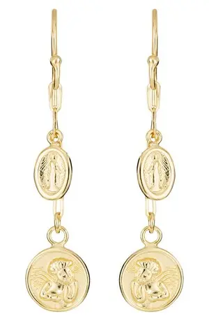ATHRA LUXE Medallion Drop Earrings - Gold