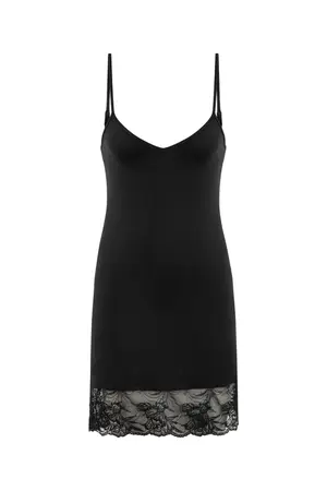 MERS SILK Modal Lace Nightdress - Black