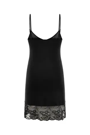 MERS SILK Modal Lace Nightdress - Black