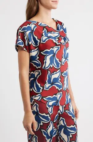 Anne Klein Cowl Neck Floral Top