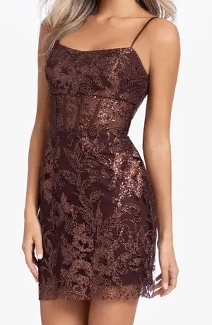 BLONDIE NITES Sequin Corset Cocktail Minidress