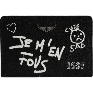 Zadig&Voltaire Grained Leather Luggage Tag With Arty Graphics