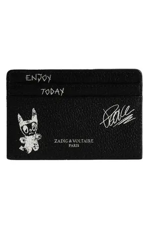 Zadig&Voltaire Grained Leather Luggage Tag With Arty Graphics