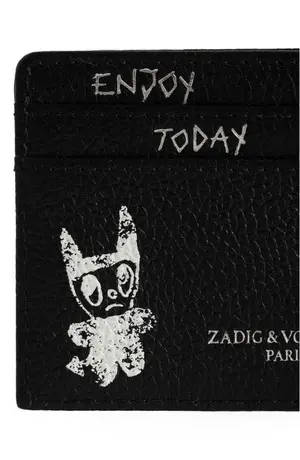 Zadig&Voltaire Grained Leather Luggage Tag With Arty Graphics