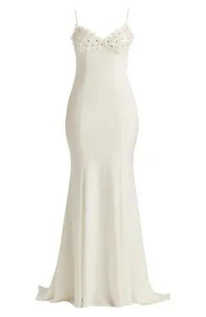 Tadashi Shoji 3d Flower Mermaid Gown