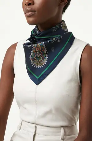 JESSIE ZHAO NEW YORK Paisley Nocturne Double Sided Silk Scarf - Blue