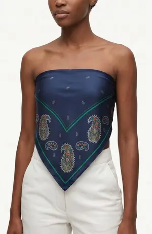 JESSIE ZHAO NEW YORK Paisley Nocturne Double Sided Silk Scarf - Blue