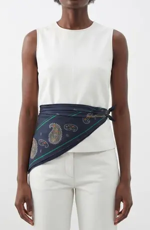 JESSIE ZHAO NEW YORK Paisley Nocturne Double Sided Silk Scarf - Blue
