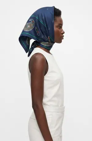 JESSIE ZHAO NEW YORK Paisley Nocturne Double Sided Silk Scarf - Blue