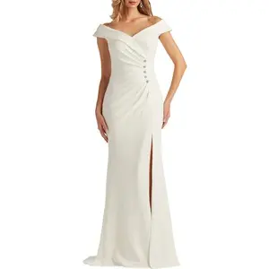 Tadashi Shoji Off-the-shoulder Crepe Trumpet Gown - Ivory