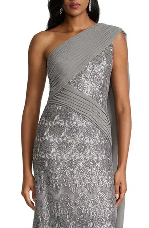 Tadashi Shoji Sequin Cape Gown