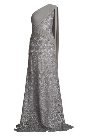Tadashi Shoji Sequin Cape Gown
