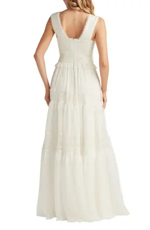 Tadashi Shoji Lace Sleeveless Chiffon Gown