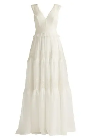 Tadashi Shoji Lace Sleeveless Chiffon Gown