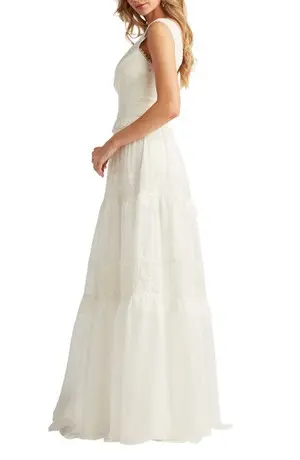 Tadashi Shoji Lace Sleeveless Chiffon Gown