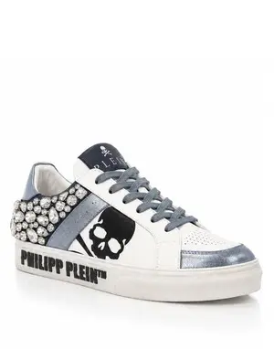 Philipp Plein Embellished Skull Low-top Sneakers - Lightblue/darkblue