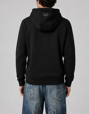 Philipp Plein Skull Graphic Embellished Cotton Hoodie