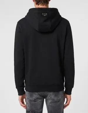 Philipp Plein Skull Graphic Embellished Cotton Hoodie - Black