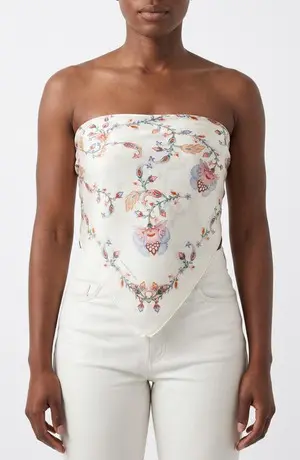 JESSIE ZHAO NEW YORK Dawn Garden Double Sided Silk Scarf - White