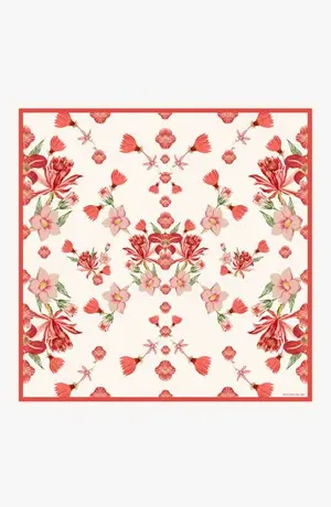 JESSIE ZHAO NEW YORK Coral Bloom Double Sided Silk Scarf - Red