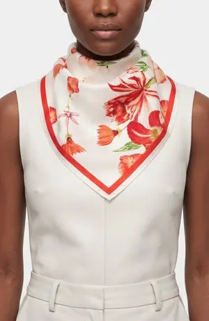 JESSIE ZHAO NEW YORK Coral Bloom Double Sided Silk Scarf