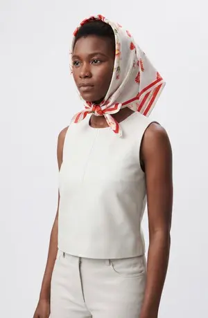 JESSIE ZHAO NEW YORK Coral Bloom Double Sided Silk Scarf