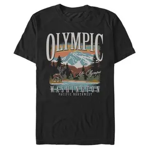LOST GODS Olympic Deer Short Sleeve Graphic T-shirt - Black