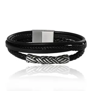 Lucky Brand Multi-row 8 Bracelet With Braided Barrel - Black