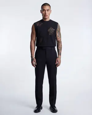 UCHÈ Sequin Patch Sleeveless Shirt - Black