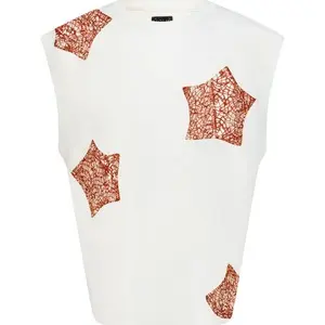 UCHÈ Sequin Patch Sleeveless Shirt White