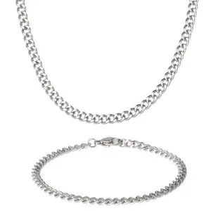 Lucky Brand Curb Chain Necklace & Bracelet Set - Metallic Silver