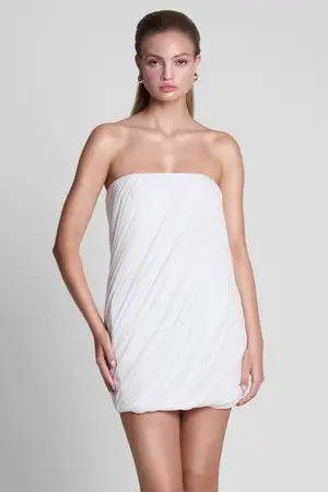 LEAU Swan Strapless Twist Drape Mini Dress