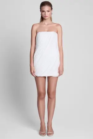 LEAU Swan Strapless Twist Drape Mini Dress