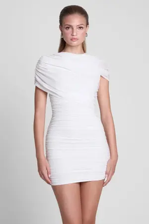 LEAU Dolce Drape Mesh Mini Dress
