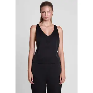 LEAU Suri Satin Racerback Top - Black
