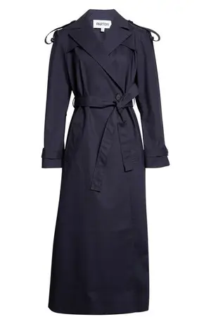 Partow Annie Bonded Cotton Trench Coat - Navy