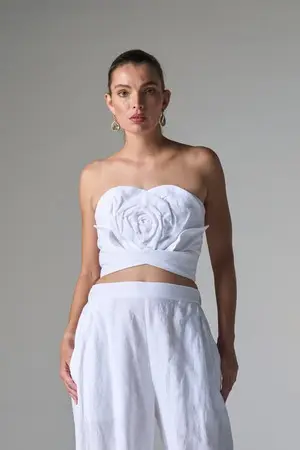 JBQ Cypress Strapless Floral Appliqué Top