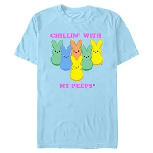 PEEPS Chilling With My Friends Short Sleeve Graphic T-shirt - Light Blue