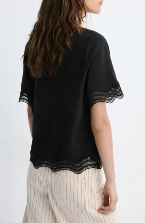 Mango Open Stitch Top - Black
