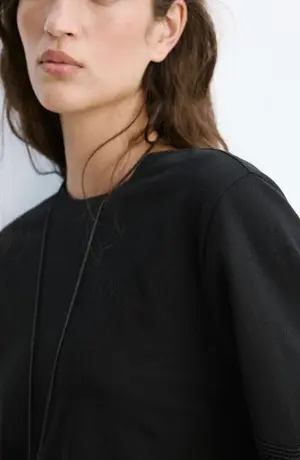 Mango Open Stitch Top - Black