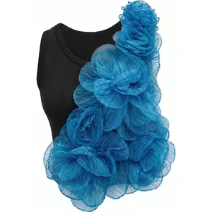 UCHÈ Uche Floral Appliqué Tank Top - Black