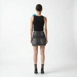 UCHÈ Uche Floral Appliqué Tank Top - Black