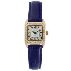 PEUGEOT Status Square Crystal Bezel Leather Watch34x24mm Blue